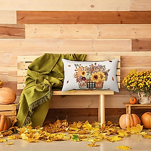 HMLIQRRY Fall Pillow Covers 12x20 Autumn Lumbar Pillow Covers Seasonal Fall Decor Pumpkin Thanksgiving Decorative Pillow Case for Couch