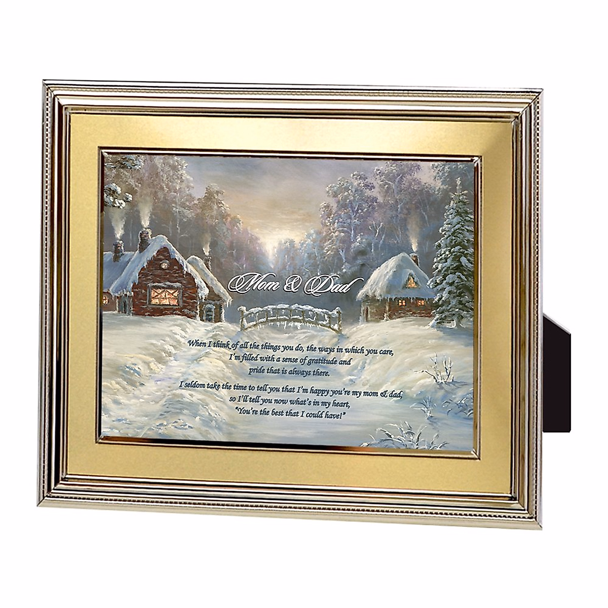 Parents Gift, Thank You to Mom and Dad from Son or Daughter, Beautiful Cottage Scene with Sweet Poem in 5x7 Inch Frame