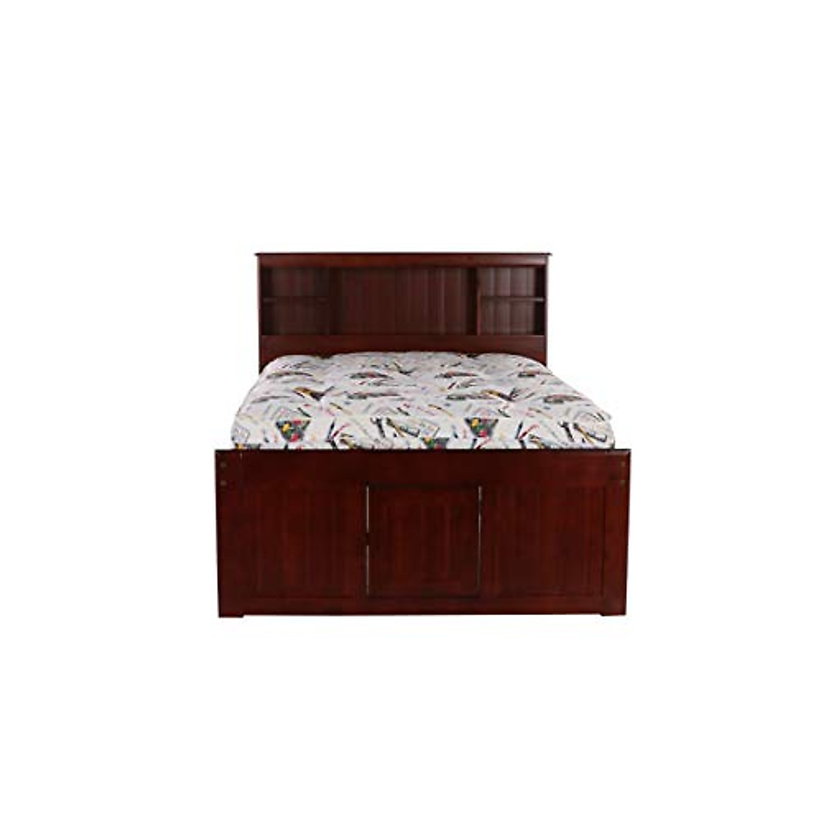 Discovery World Furniture Bookcase Captains Bed with 6 Drawers, Full, Merlot
