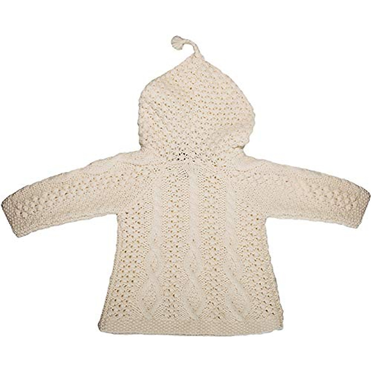 Carraig Donn 100% Merino Wool Baby Hoodie With Side Fastening Buttons Natural 12-18 months
