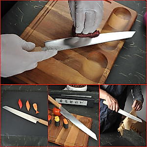 TAIE Kitchen Carving Knife 9.5 Inch Japanese Sujihiki Knife High Carbon Powder Forge Stainless Steel 905 Blade With 62 HRC Ash Wood Handle Light Weight Comfortable Grip 240mm