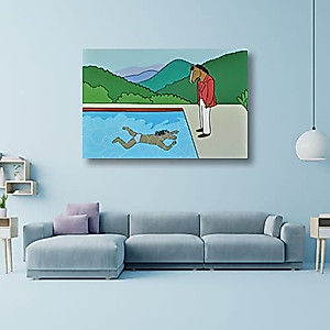 LKMSWK BoJack Horseman Poster David Hockney He Watches He’s Swimming Wall Art Poster Scroll Canvas Painting Picture Living Room Decor Home Framed/Unframed 12x18inch(30x45cm)