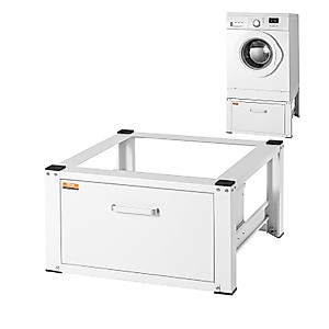 VEVOR YN-WM01 Laundry Pedestal Washer and Dryer Stand Platform Universal Fit 660lbs Capacity, Heavy Duty Multi-Functional Base for Washing Machine with Drawer & Rich Accessories, White