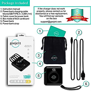 Wireless Portable Charger Power Bank 10000mAh Portable Phone Charger,iPhone Charger with Built in 4 Cable, USB-C-Wireless Charging External Battery Pack Backup Compatible with iPhone, Samsung, iPad 1