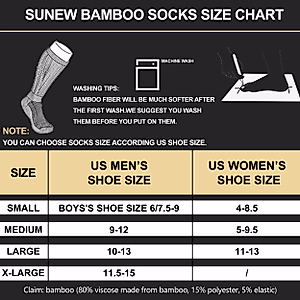 Sunew Bamboo Crew Socks Womens, Womens Soft Cushioned Running Jogging Hiking Crew Socks with Mesh and Arch Support, Seamless Toe Sensitive Skin Wicking Sweaty Summer Long Socks,6 Pairs Black S