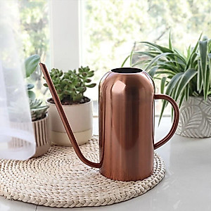 Watering Can Indoor Plants, 50 oz/1500 ml Metal Stainless Steel Watering Can Pot with Long Spout for Indoor House Plants Bonsai Outdoor Garden Flower Decorative(Copper)
