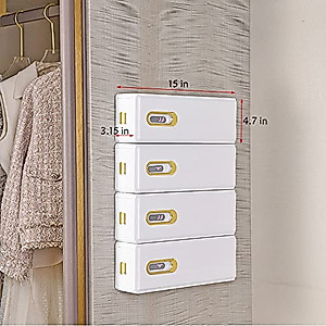 Frantlna 6 Cell Wall Mounted Sock and Underwear Drawer Organizer Wardrobe Storage Box Plastic Punch-free Multifunctional Self Adhesive Boxs (1pack)