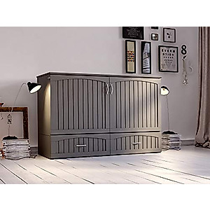 AFI Southampton Murphy Bed Chest with Charging Station, Queen, Grey