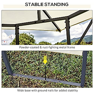 Outsunny 10' x 10' Patio Gazebo, Outdoor Gazebo Modern Canopy Shelter with Vents Roof and Steel Decorative Columns, for Garden, Lawn, Backyard and Deck