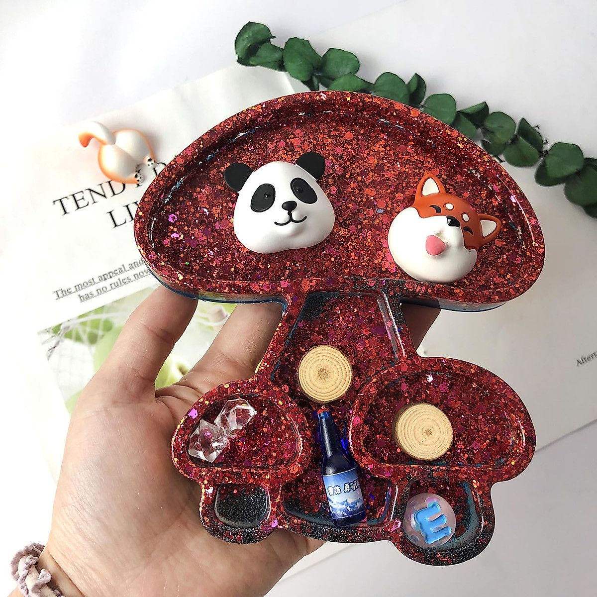 Xidmold Tray Resin Mold, Mushroom Shaped Tray Silicone Mold, Epoxy Resin Casting Molds for Jewelry Storage, Fruit Food Dish, Home Decor