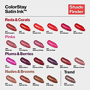 REVLON Liquid Lipstick, Lip Makeup, ColorStay Satin Ink, Longwear Rich Lip Colors, Formulated with Black Currant Seed Oil, 032 Lady Topaz, 0.17 Fl Oz
