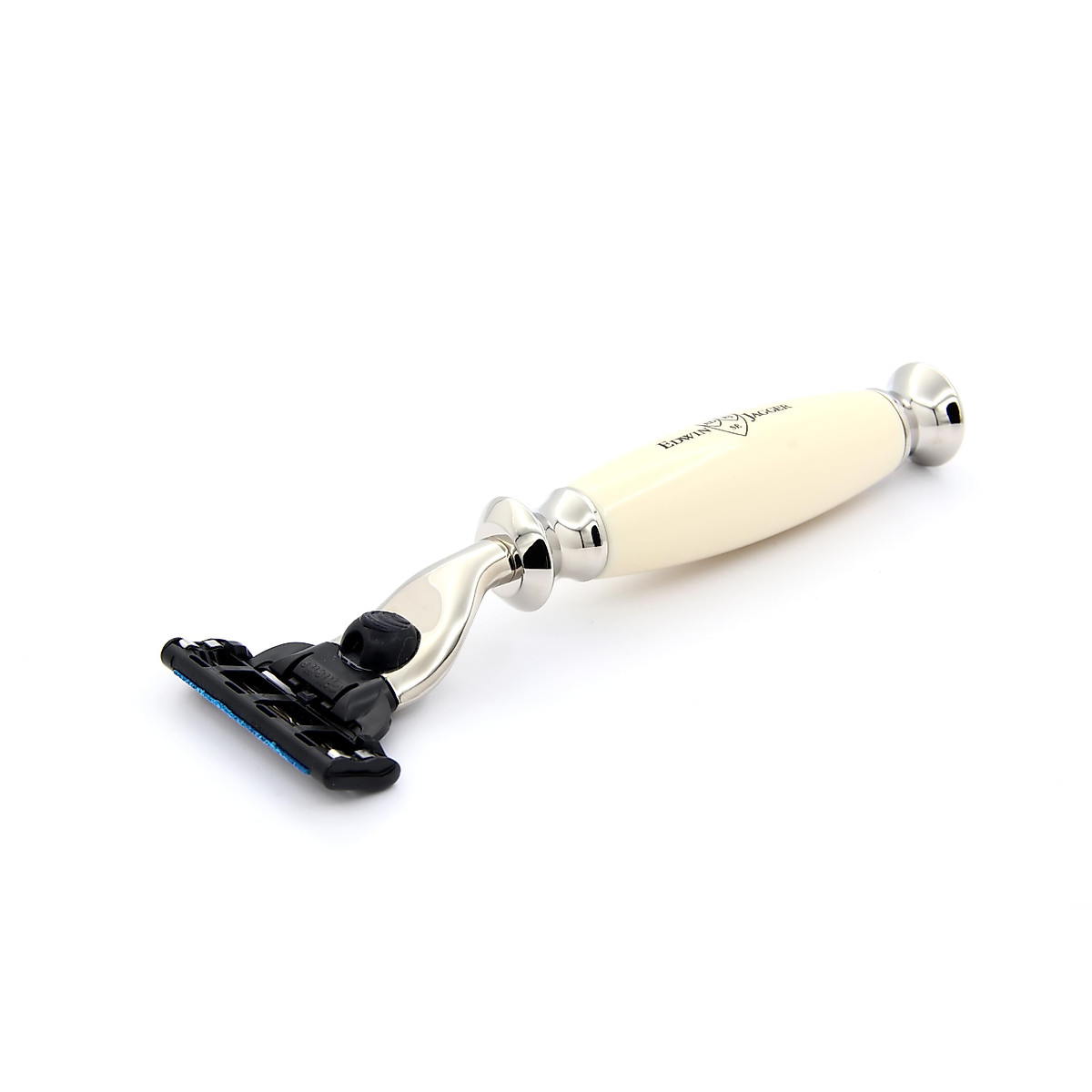 Edwin Jagger S81M587AMZ Imitation Ivory & Nickel Classic Shaving Set with Pure Badger Shaving Brush and Mach 3 Razor for Shaving Cream or Soap for Men