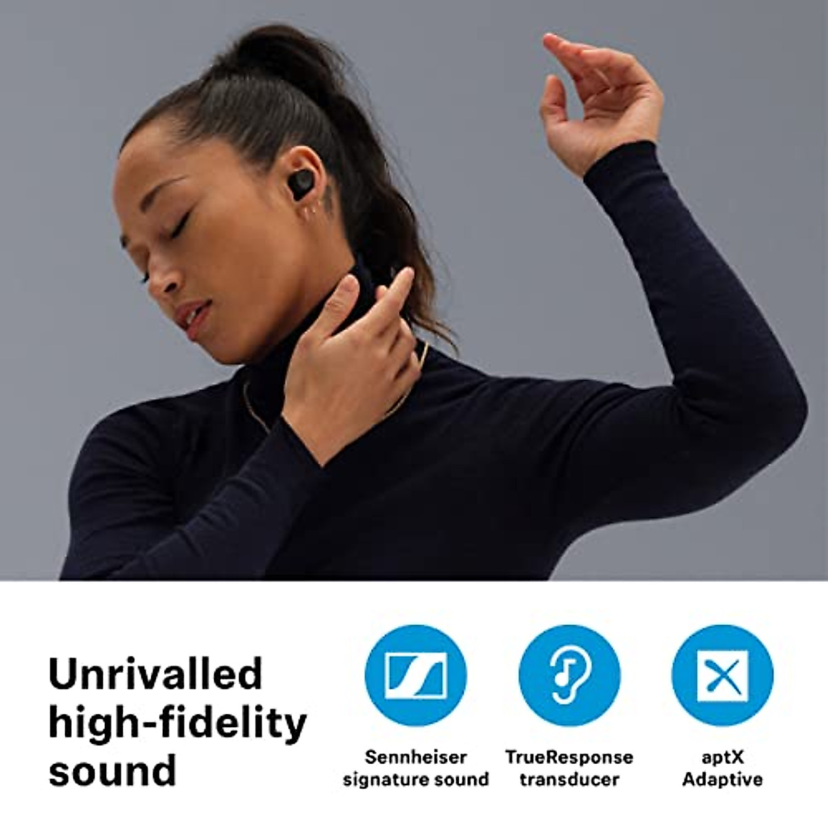Sennheiser MOMENTUM True Wireless 3 Earbuds -Bluetooth In-Ear Headphones for Music and Calls with ANC, Multipoint connectivity , IPX4, Qi charging, 28-hour Battery Life Compact Design - Black