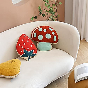 KALKEE Cute Throw Pillow Canvas Fruit Vegetable Shaped Couch Pillow Decorative Throw Pillows for Couch Bed Living Room Decor 17.71×11.81 inch Strawberry