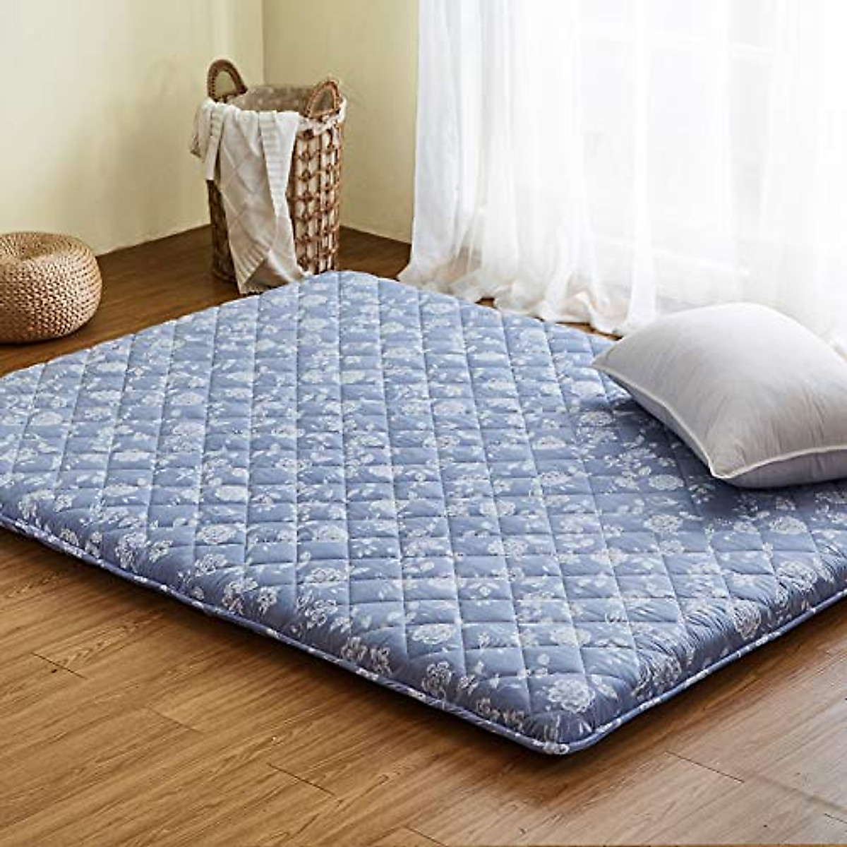 WJH Thicken Bamboo Charcoal Fiber Mattress, Japanese Futon Sleeping Pad Mattress Topper Tatami Floor Mat Soft Comfortable Double-C 120x200cm(47x79inch)