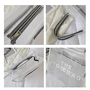 HEANTTV The Tote Bag, Clear Tote Bag for Women Plastic Tote Bag Crossbody Beach Bag PVC Travel Bag (Pink)