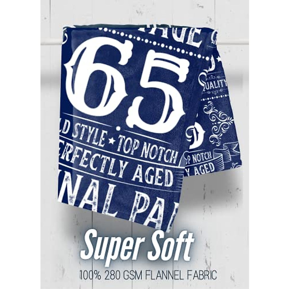 InnoBeta 65th Birthday Gifts Throws, Happy 65th Birthday Themed Bed Flannel Plush Blankets, Thank You Presents for Dad, Grandpa, Godfather, Friends, Uncle(50x 65Inches)