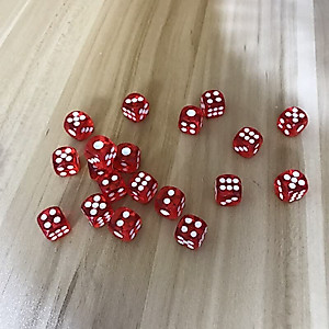 ZYM305 200Pcs/Lot 12mm Acrylic Transparent Red Dice White Point Dice Hexahedron Fillet Entertainment Bar KTV Dice Set Games Dice (Color : 12mm)