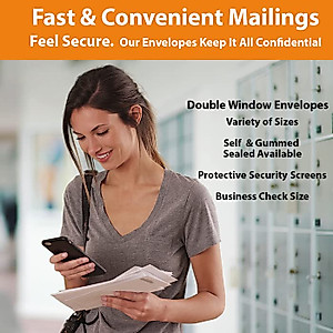 Checks for Less Check Envelopes, Double Window Envelopes, Tinted Security Envelopes, Wallet Check Envelopes for Software Compatible Checks (500 Envelopes, 6.25” x 3.5”)