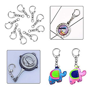 Roctee 50 pcs Lobster Clasp Key, Keychain Clip, Swivel Clasps Lanyard Snap Hook, DIY Crafts Key Chain, Lobster Claw Clasp (Silver)