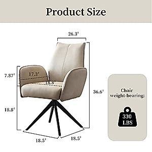 jiexi Modern Ergonomic Office Chair, Desk Chair no Wheels, Home Office Computer Desk Chair, Upholstered Swivel Accent Arm Chairs with Metal Legs, Desk Chair for Bedroom, Reception Room, Living Room