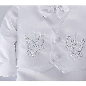 Baby Boy Christening Outfits Baptism Long Sleeve Suit Set with Hat, Cross Socks, 3-6 Months