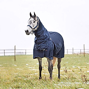 Horze Avalanche Medium Weight Combo Turnout Blanket 150g - Peacoat Dark Blue - 81 in