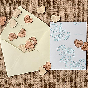 LANGUGU 100Pcs Wood Engraved Love Heart Confetti Decor Rustic Wedding Table Scatter Decoration Bridal shower, Events,Party Embellishments DIY Crafts (Best Day Ever)