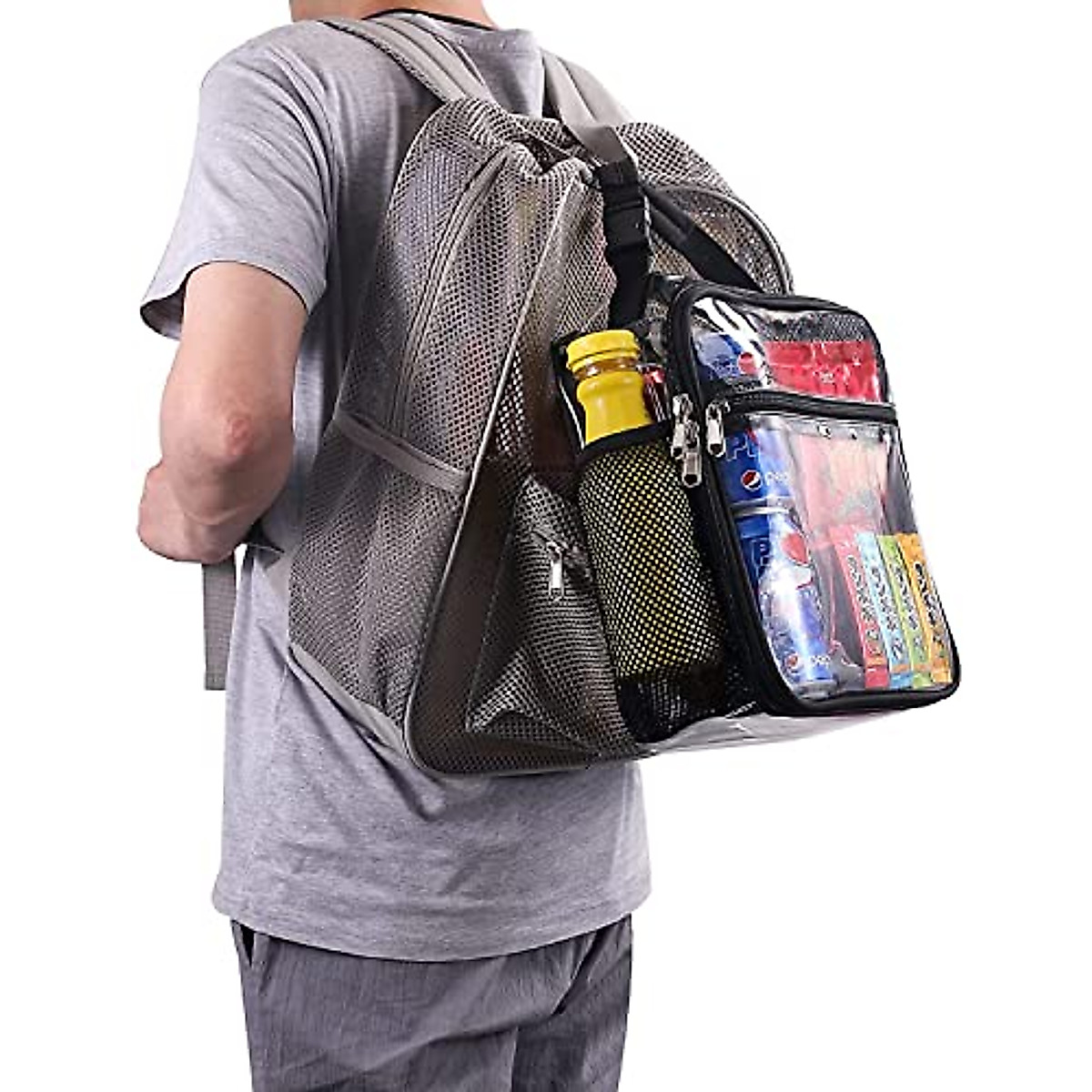 Oraben Stadium Approved Clear Lunch Bag for Work, See Through Plastic Lunch Box Reusable Small Lunchbox for Men and Women Children (Black)