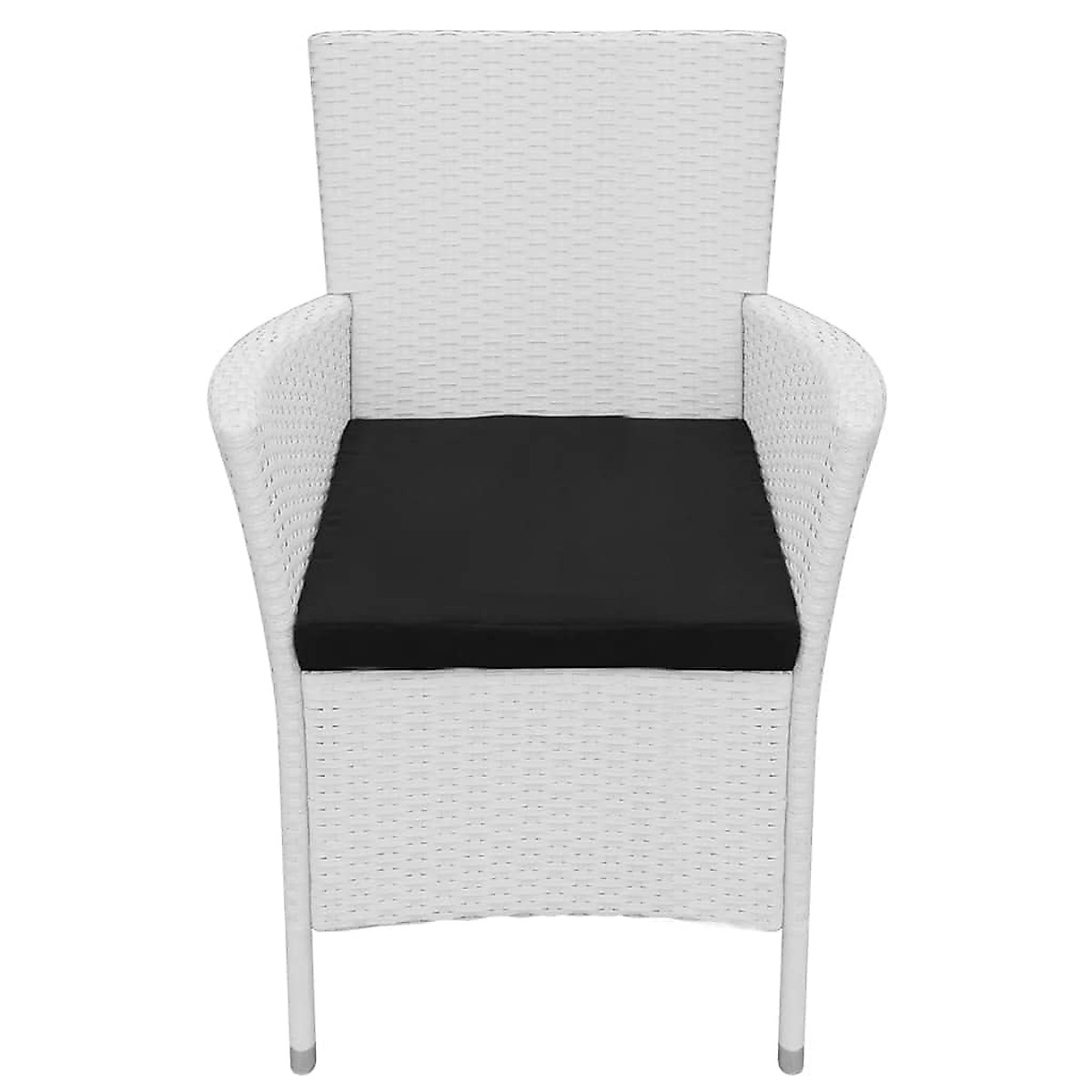 vidaXL Patio Dining Set 9 Piece, Dining Table Set with Glass Tabletop, Rattan Chairs with Cushions and Steel Legs, Outdoor Furniture Set, Cream White