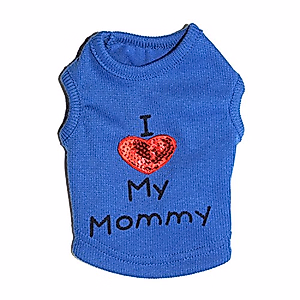 Dog Shirts I Love My Mom/Mommy Dad/Daddy Clothes Doggy Slogan Costume Cute Heart Vest for Small Dogs Puppy T-Shirt