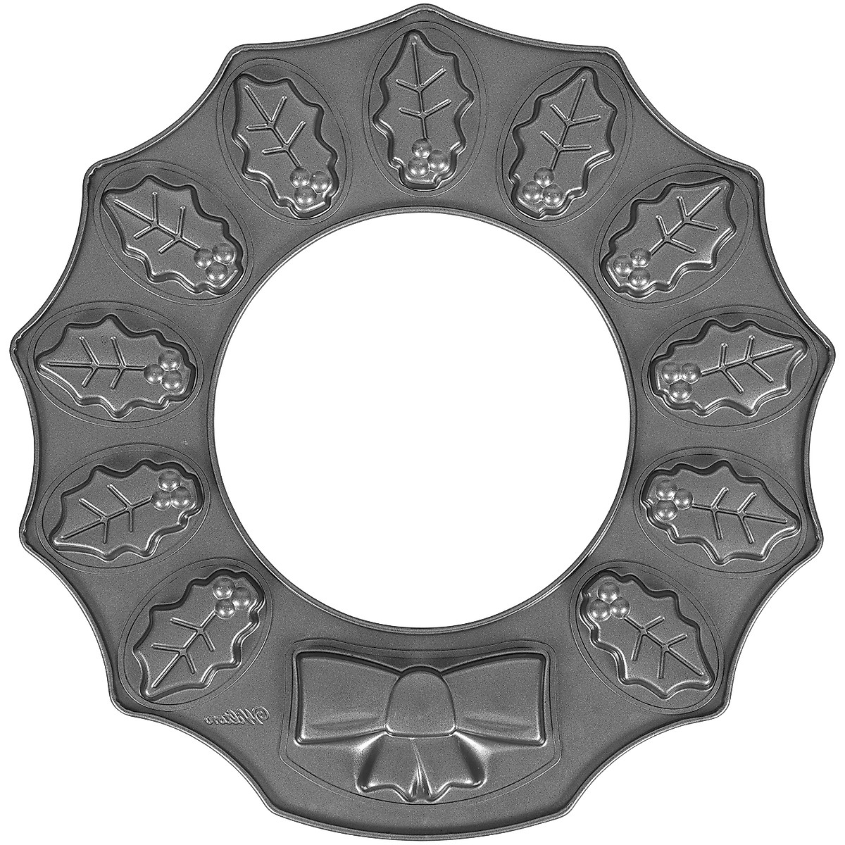Wilton Holly Wreath Shaped Non-Stick Cookie Pan, 12-Cavity