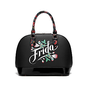 Frida Kahlo Licensed Flower Collection Handbag (Black)