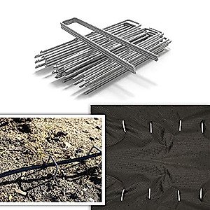 Garden Stakes 6 Inch Galvanized Rust Resistant Landscape Pins-Heavy Duty Reusable U-Shape Sod Pins Landscape Staples for Anchoring Weed Barrier Fabric,Ground Cover,Dog Fence,Wire,Tube,etc.