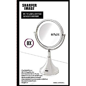 Sharper Image 8x-1x Led Lighted Sensor Mirror, Chrome, 2.95 Lb