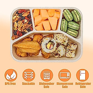 Meal Prep Container Microwave Safe, 4 Pack Bento Lunch Box, 4-Compartment Snack Container for School Work Travel, Lunch Containers for Adults, Bento Box for Kids, Reusable Dishwasher Safe