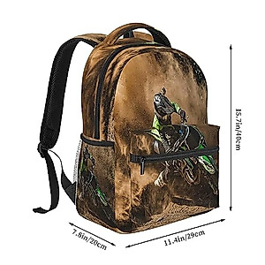 Motocross Dirt Bike Backpack for Boys Girls Men, Travel Laptop Casual College Daypack Back to School Bag One Size