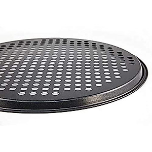 Pizza Pan with holes -Nonstick Carbon Steel Pizza Pan, Pizza pans，Pizza Tray Bakeware Perforated Round For Home Kitchen - PROFESSIONAL CLASS 32.5CM Diameter 12 3/4" INCHES with Fast Crisp Technology