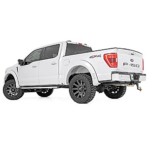 Rough Country SF1 Fender Flares for Ford F-150 (2021-2024) - Sharp Off-Road Style, Extra Tire Coverage, UV-Resistant ABS, Easy Bolt-On, Flat Black (Set of 4)