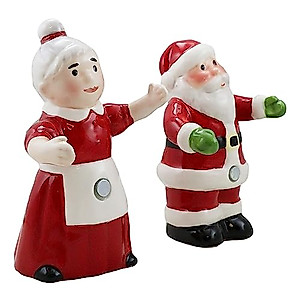 Ebros Gift 'Tis The Season Dancing Mr And Mrs Santa Claus Christmas Couple Salt And Pepper Shakers Set Ceramic Figurines Party Kitchen Tabletop Collectible Prop Jolly Holiday Decorative