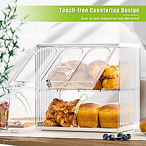 Double Layer Bread Box for Kitchen Countertop, Clear Bread Container, Large Bread Storage, Bread Boxes for Kitchen Counter