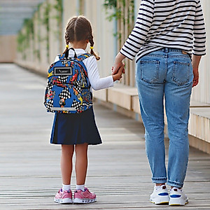 Custom Hippie Vintage Racing Cars Kids Toddler Backpack Race Car Flag Kindergarten Bookbag Personalized Preschool Backpacks Elementary School Bags Reflective Stripes Casual Bag For Children Boys Girls