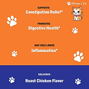 Oliver & Co. Cat Constipation Relief - Cat Laxative - Cat Constipation - Constipation Relief for Cats -Constipation Relief for Cat - Cat Laxative Constipation Relief - 1 fl oz - Roast Chicken Flavor
