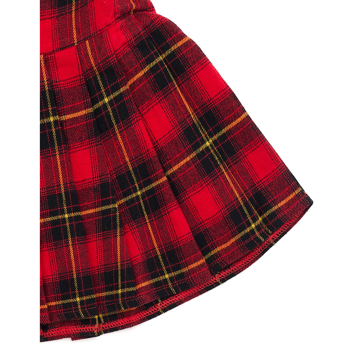 Hello Kitty Little Girls Fleece Sweatshirt and Skirt Plaid White/Red 7-8