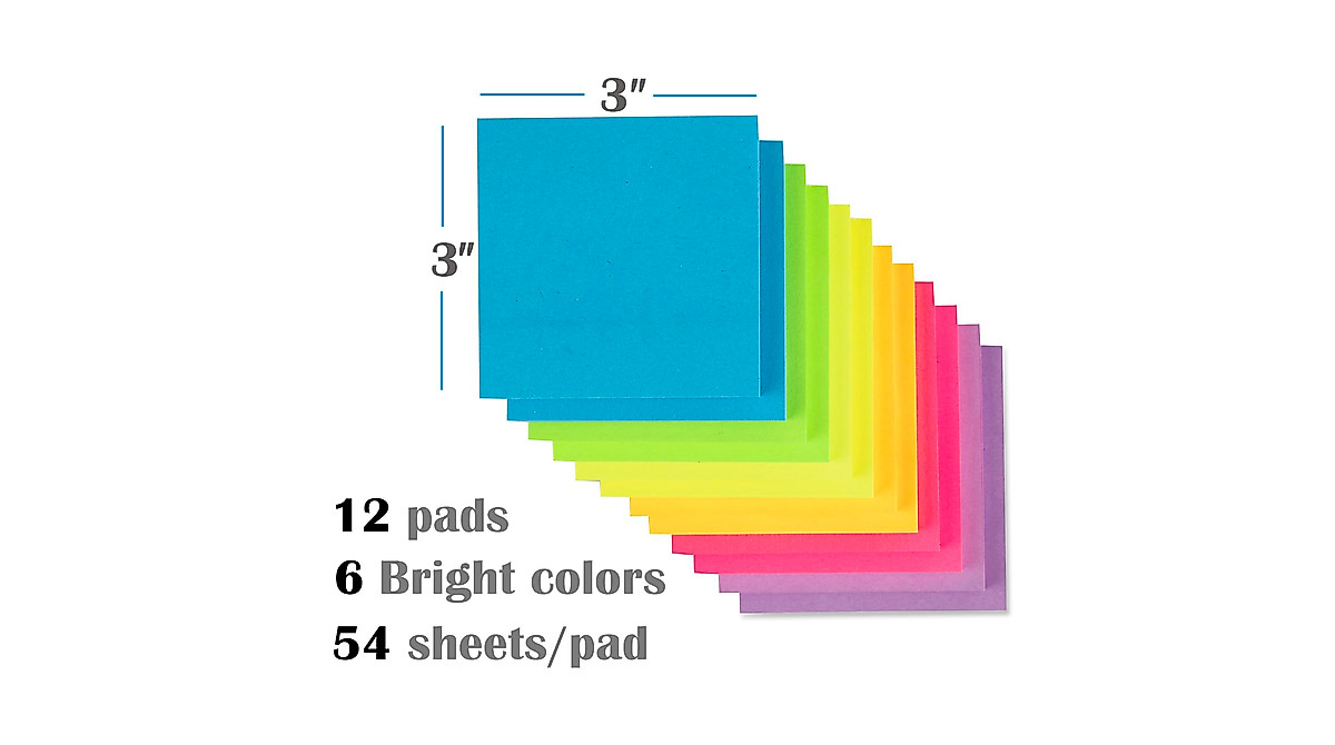 Pop-Up Sticky Notes 3x3 in - Bright Colors & Strong Adhesive
