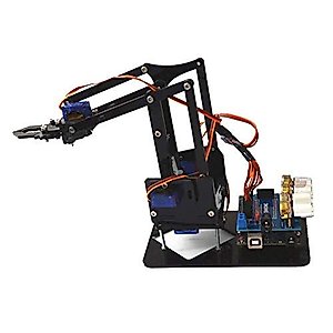 Simlug DIY Assembly Mechanical Arm,4 DOF Robot Claw Kit Acrylic for Arduino Robotics SNAM1900