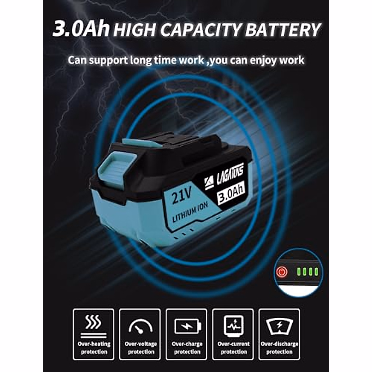 Cordless Leaf Blower，with 21V 3.0 Ah Lithium Battery Powered,High Power and Portability,Patio/Deck/Garden Cleaning, Garage Dusting