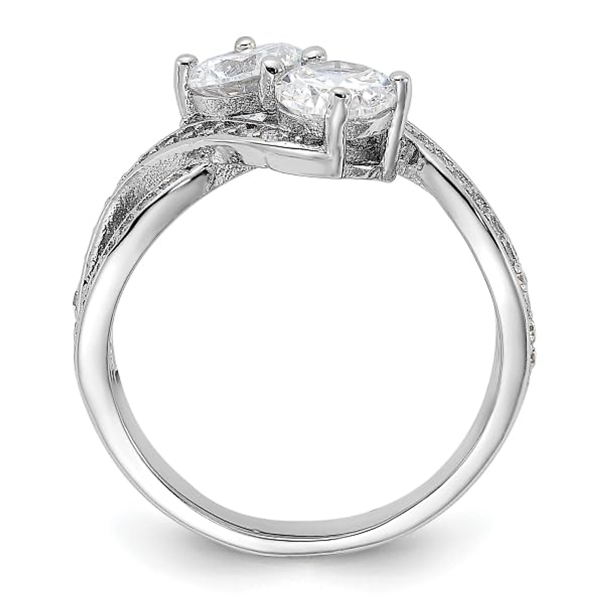 IceCarats 925 Sterling Silver Cubic Zirconia CZ Two Stone Ring Size 7