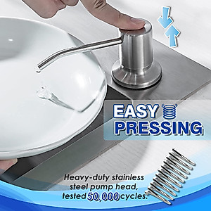 Built in Soap Dispenser for Kitchen Sink WEWE, Stainless Steel Brushed Nickel in Counter soap Dispenser Refill from The Top 10oz Large Liquid Bottle