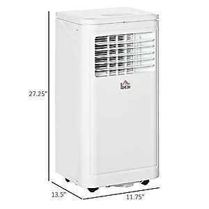 HOMCOM 10,000 BTU Portable Air Conditioners with Remote, for Rooms Up to 441 Sq. Ft., Cool Dehumidifier Fan 3-in-1 Portable AC Unit with Window Kits, White